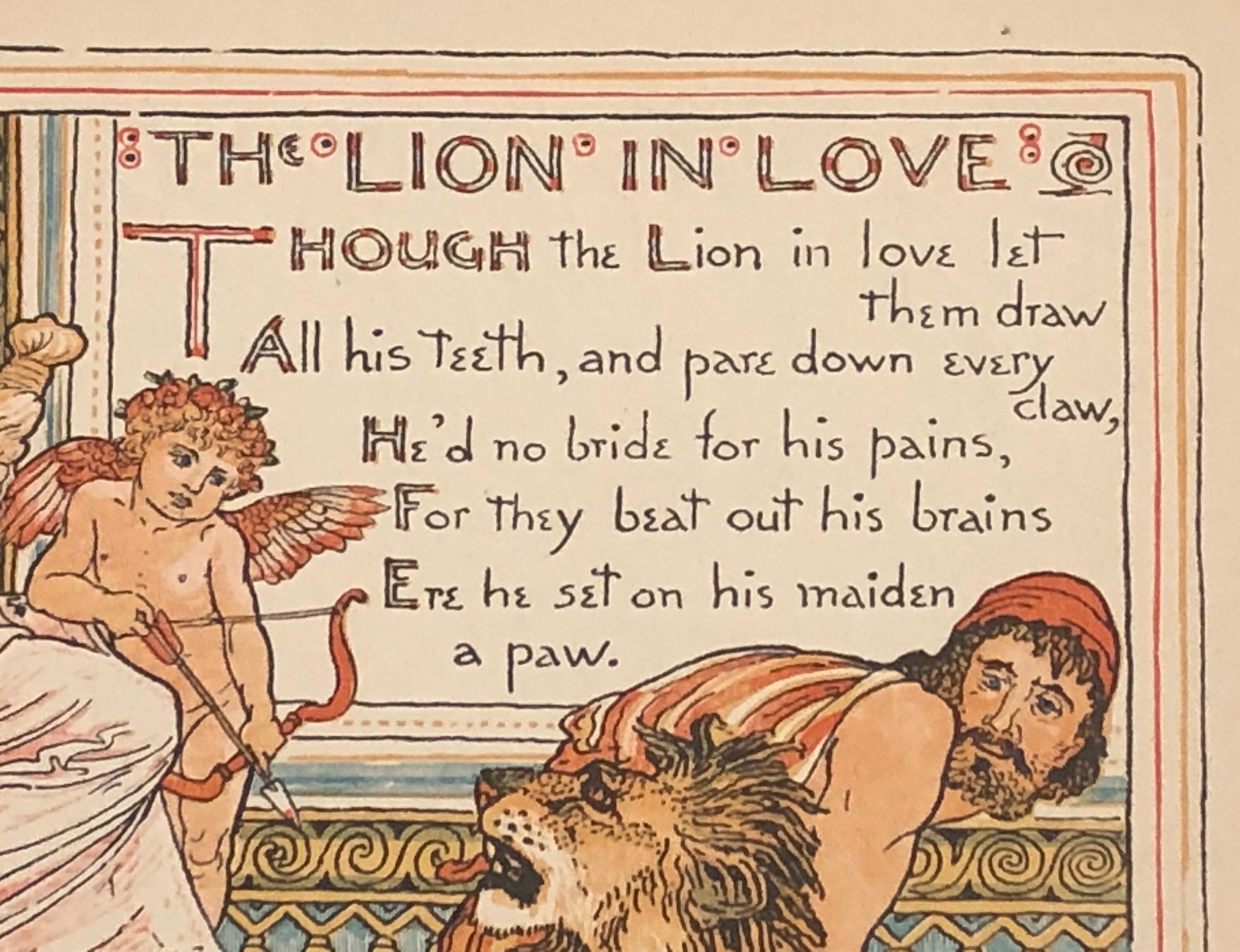 Antique Aesop's Fables Lithograph by Walter Crane, the Lion in Love ...