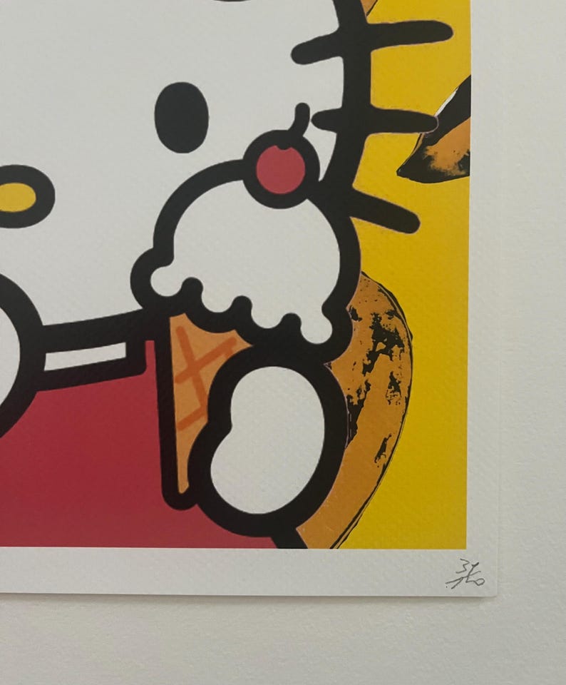 Hello Kitty Warhol DEATH NYC Hand Signed Street Art Print Limited ...