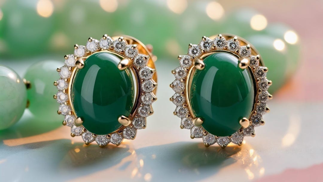 Real Jadeite Green Jade Necklace and Earrings Set - Etsy