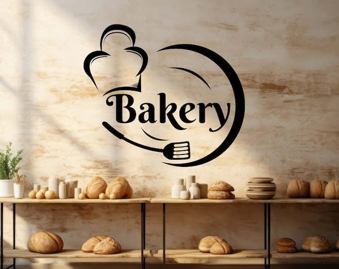 Bakery Pastry Vinyl Decal Business Logo | Bread Croissant Customise ...