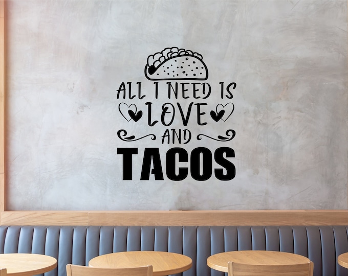 Tacos Wall Decal Tacos Wall Sticker Tacos Wall Art Fast Food Wall Decal ...