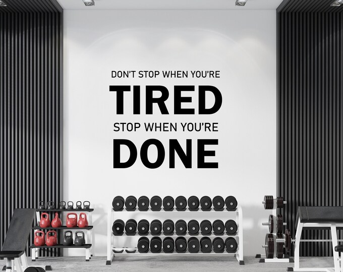 Home Gym Design Ideas, Fitness Studio Wall Decal. Inspirational Quote ...