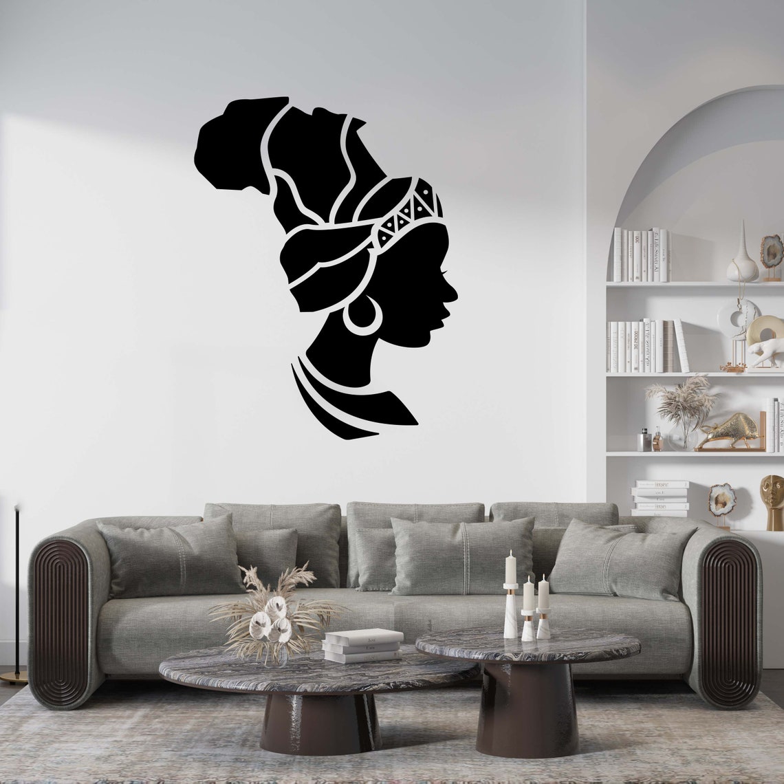 African Girl Wall Decal Africa Wall Sticker Africa Map Wall Decal ...