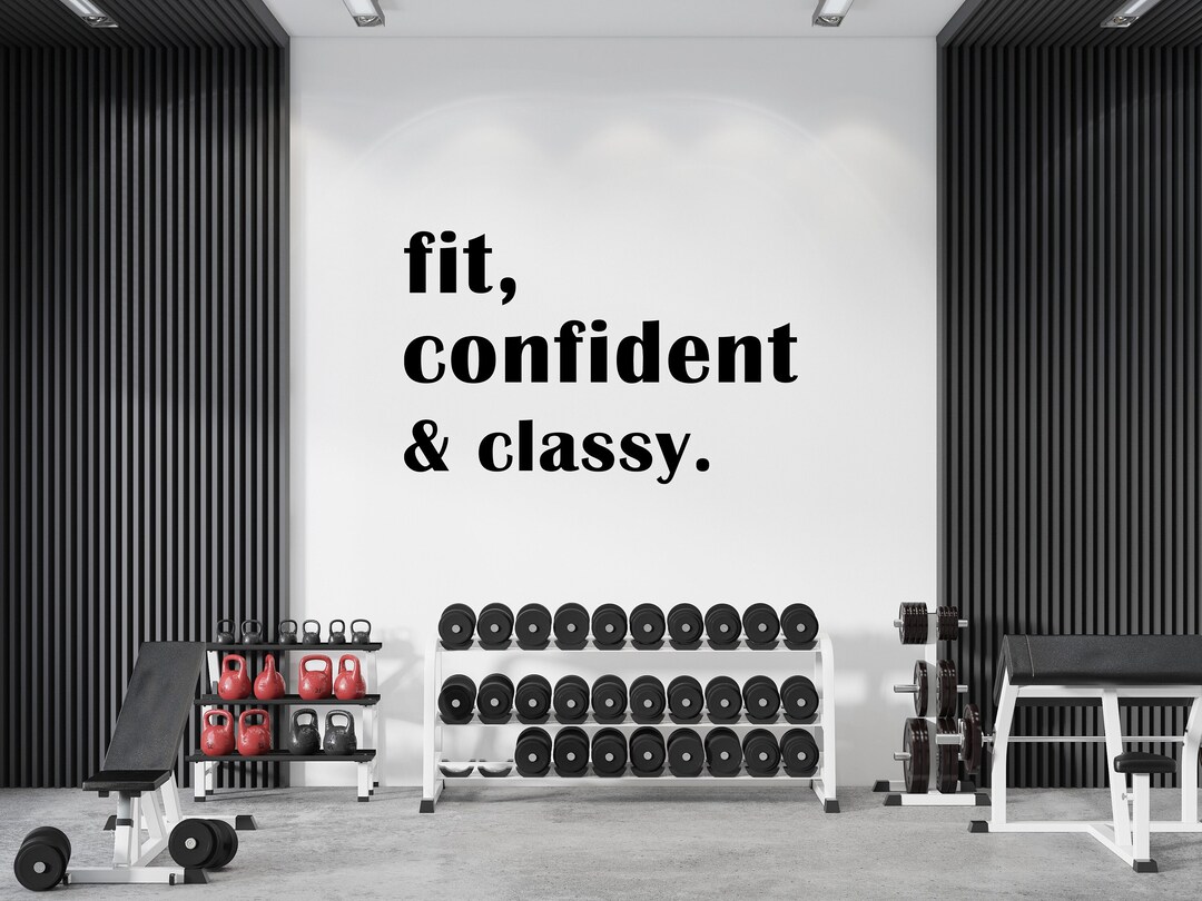 Fit Confident & Classy, Gym Wall Decal, Motivational Gym Quotes, Gym ...