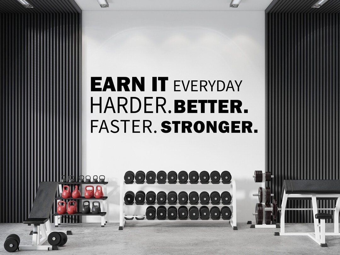 Earn It Every Day, Gym Wall Decal, Motivational Gym Quotes, Gym Wall ...