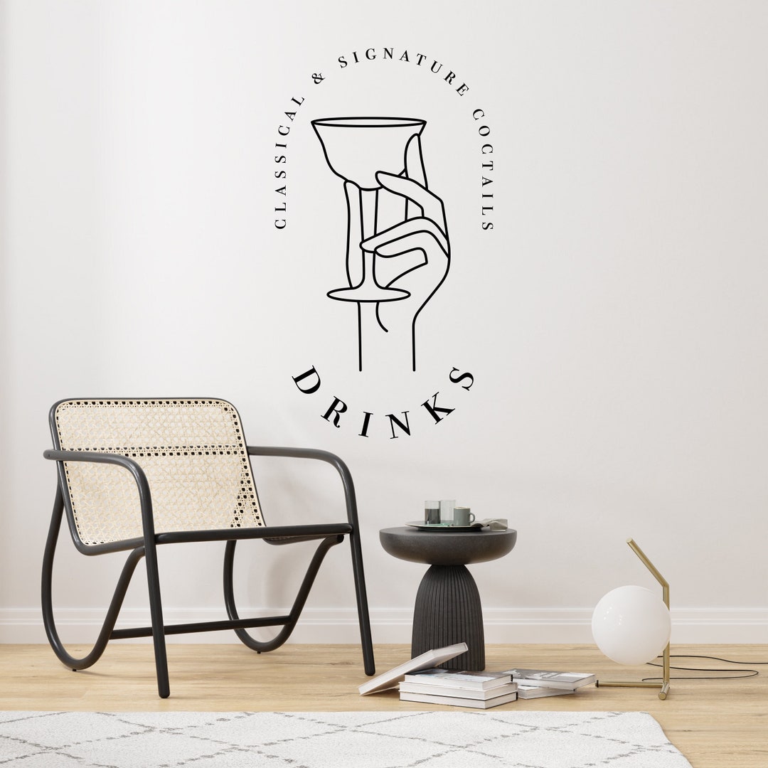Coctail Bar Logo Wall Decal,coctail Bar Wall Art,coctail Bar Wall Decor ...