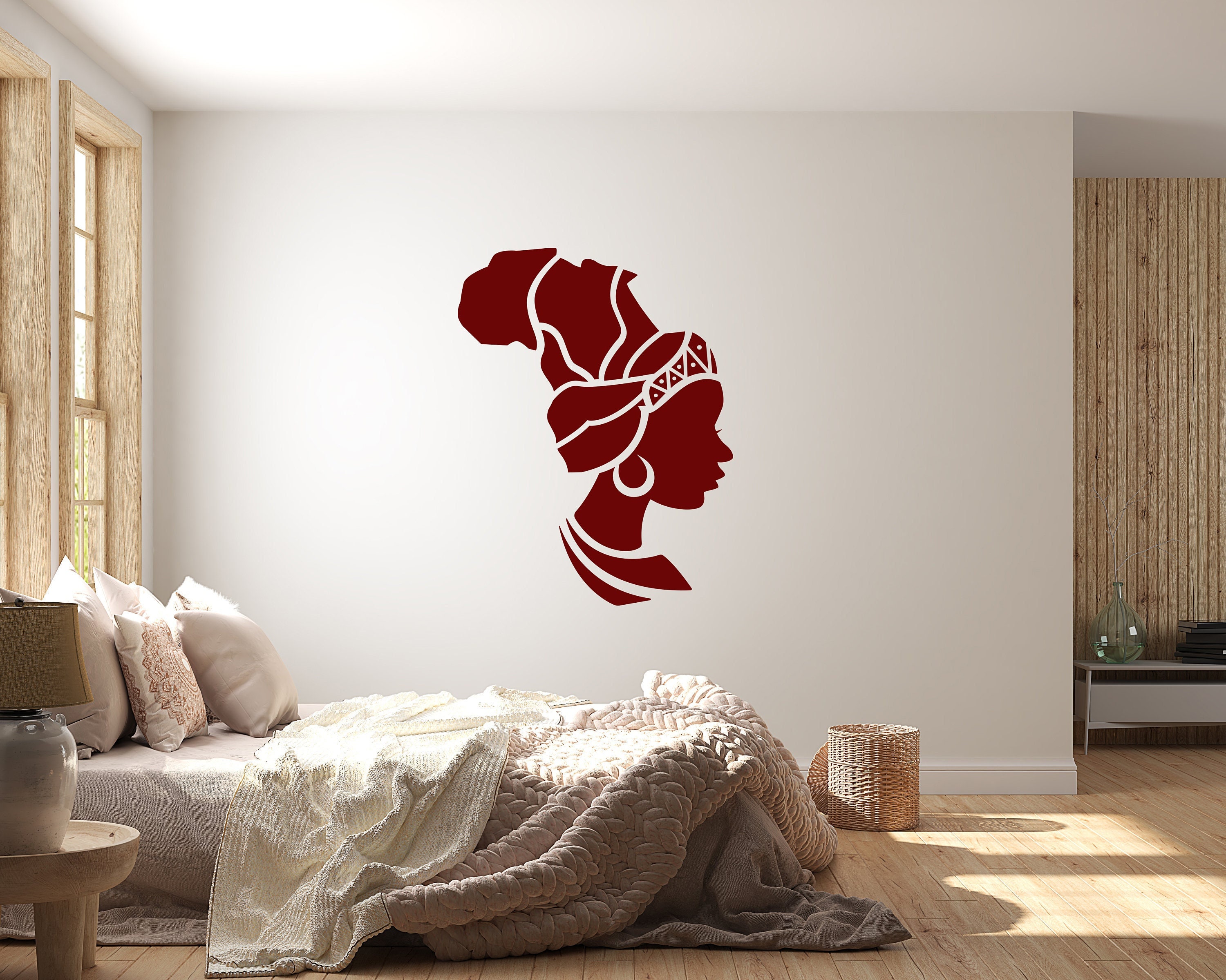 African Girl Wall Decal Africa Wall Sticker Africa Map Wall Decal ...