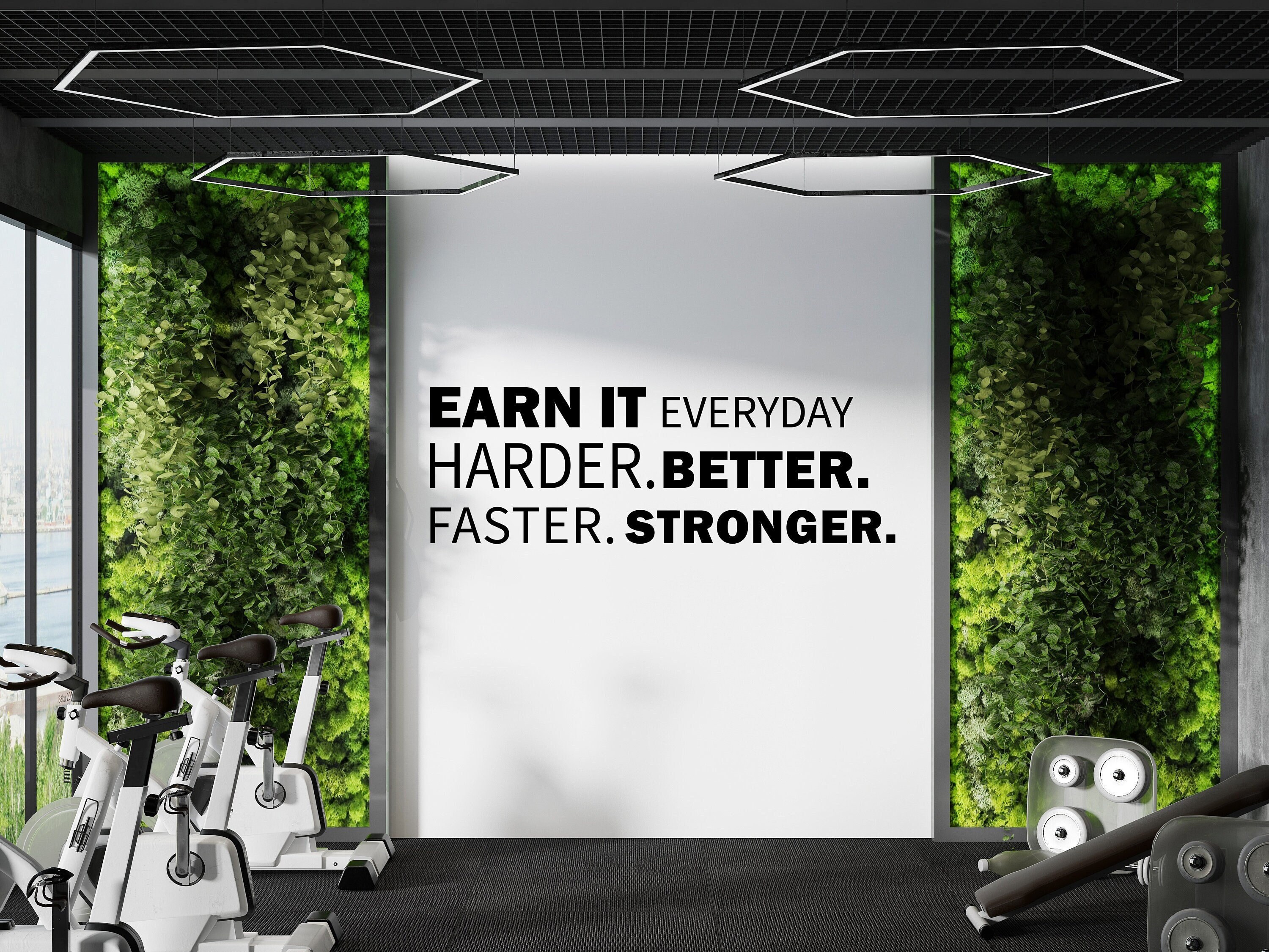 Earn It Every Day, Gym Wall Decal, Motivational Gym Quotes, Gym Wall ...