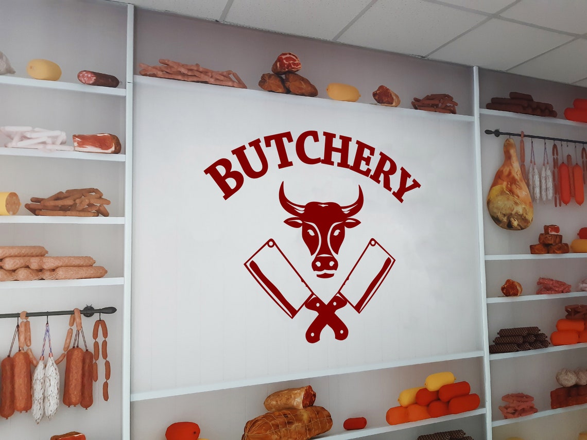 Butcher Shop Wall Decal,butcher Wall Sticker,meat Wall Decal,meat Shop ...