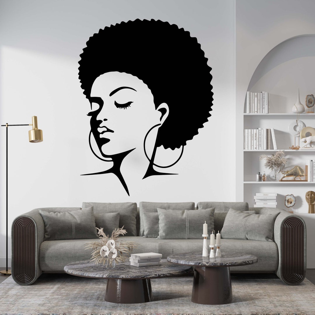 African Girl Wall Decal Africa Wall Sticker Africa Map Wall Decal ...