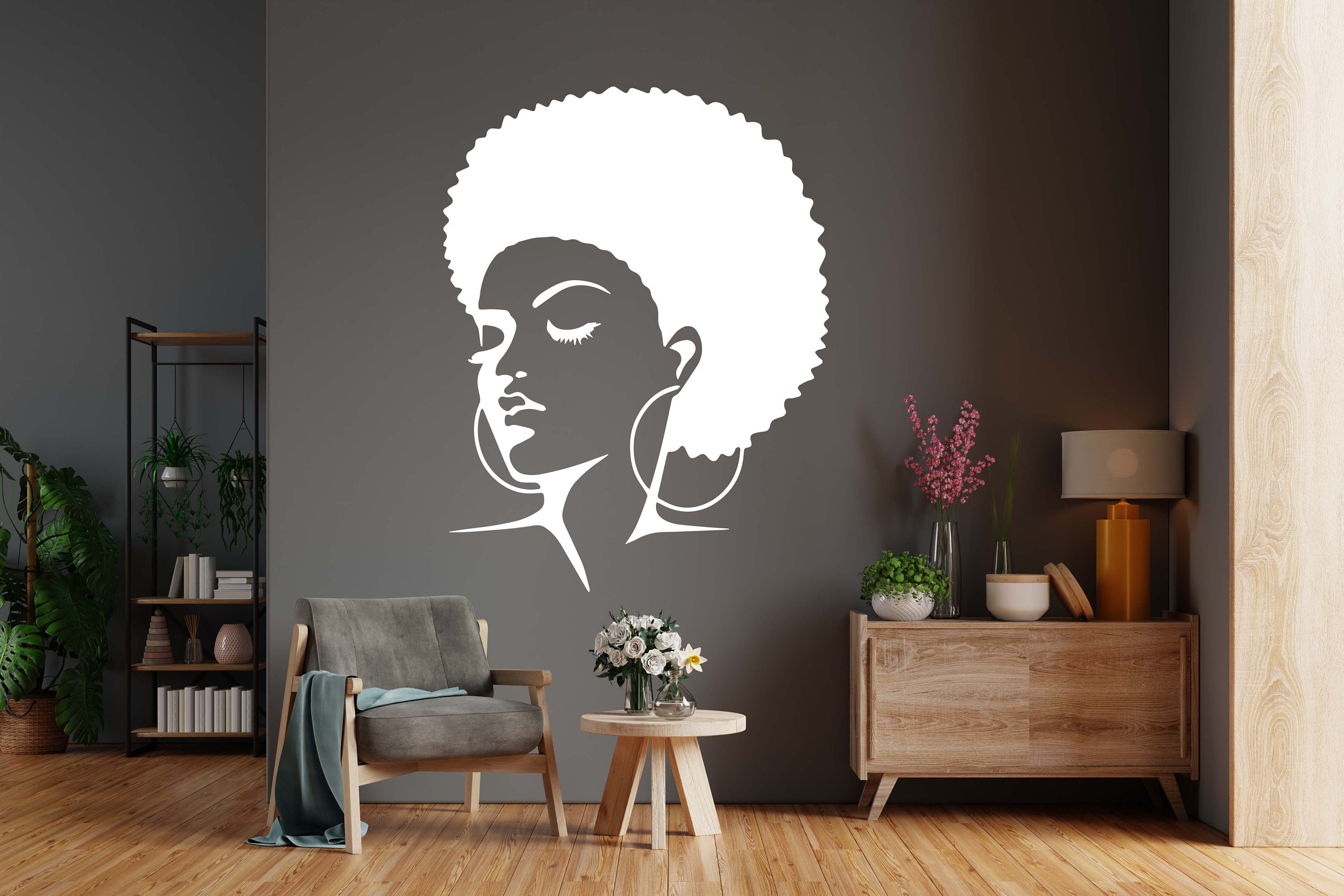 African Girl Wall Decal Africa Wall Sticker Africa Map Wall Decal ...