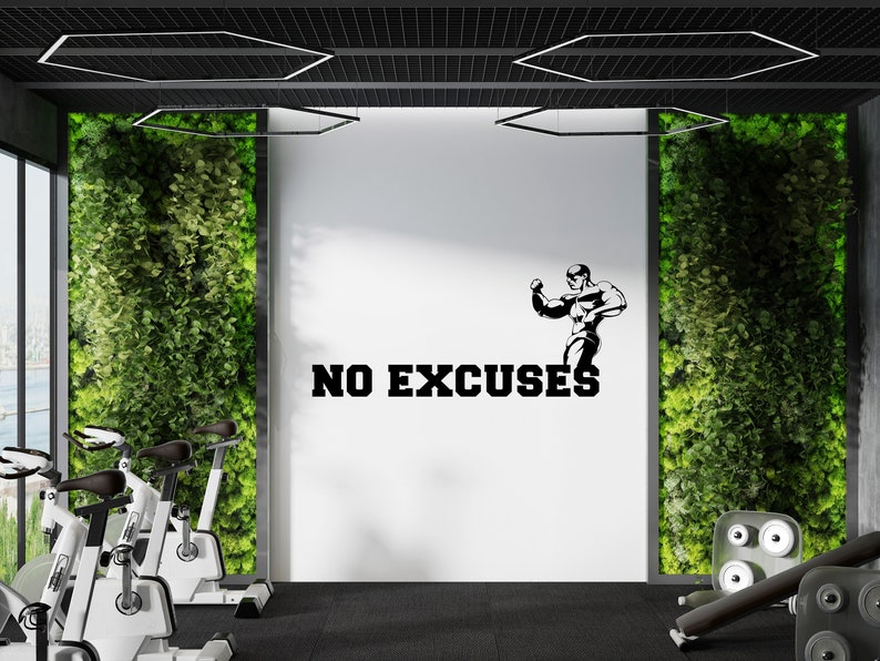 No Excuses ,gym Wall Decal, Motivational Gym Quotes, Gym Wall Art, Home ...