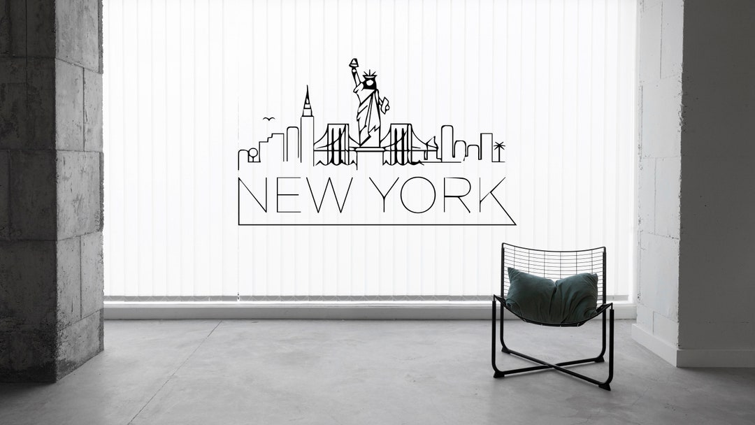 New York City Skyline Wall Decal,decor City Wall Sticker,skyline Wall ...