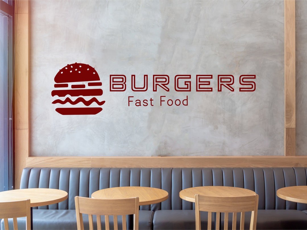 Fast Food Wall Decal,burger Store Wall Sticker,pizza Quotes Wall Art ...