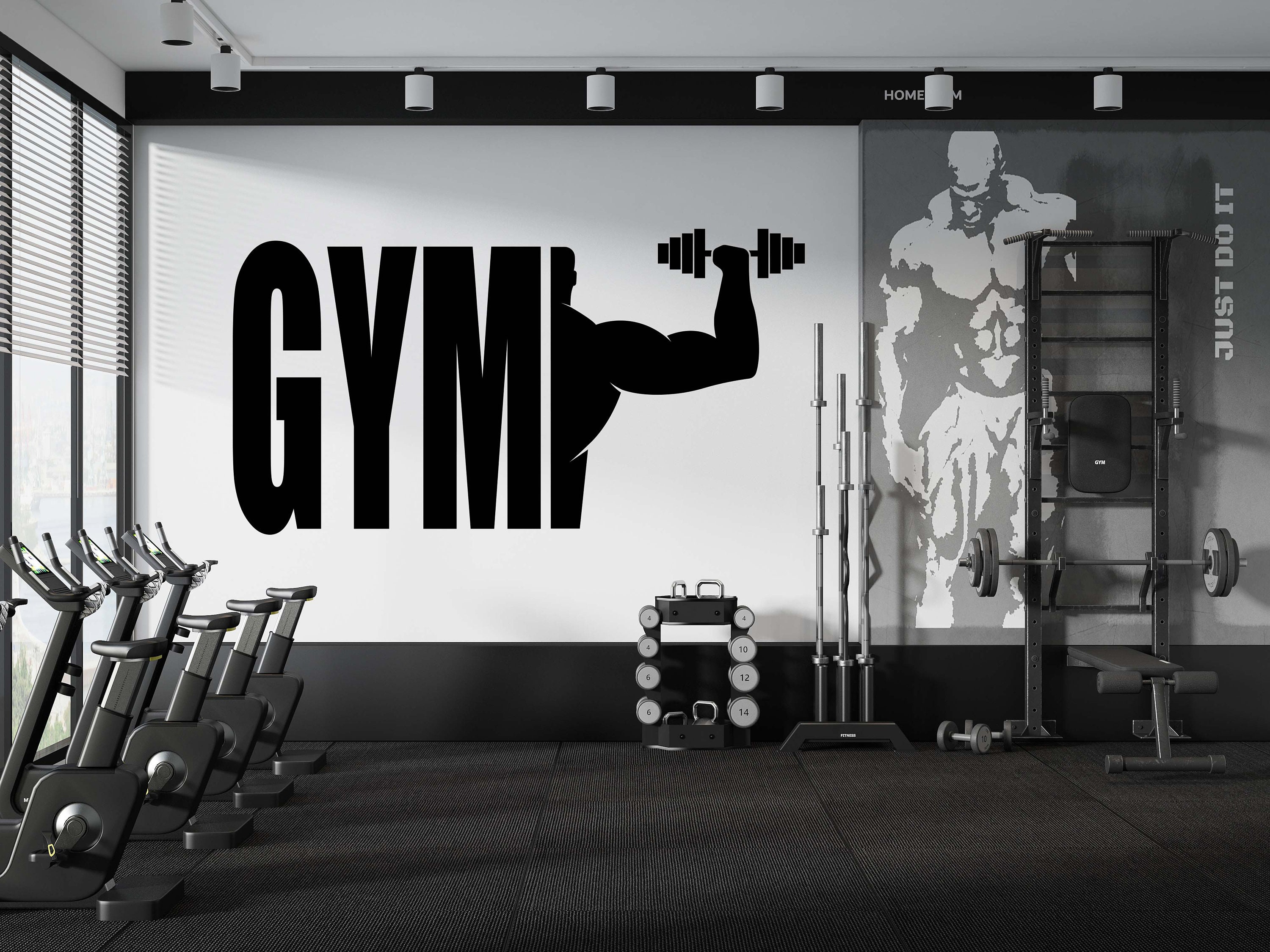 Gym Wall Decal Gym Wall Sticker Gym Wall Art Vinyl Letter Vinyl Decal ...