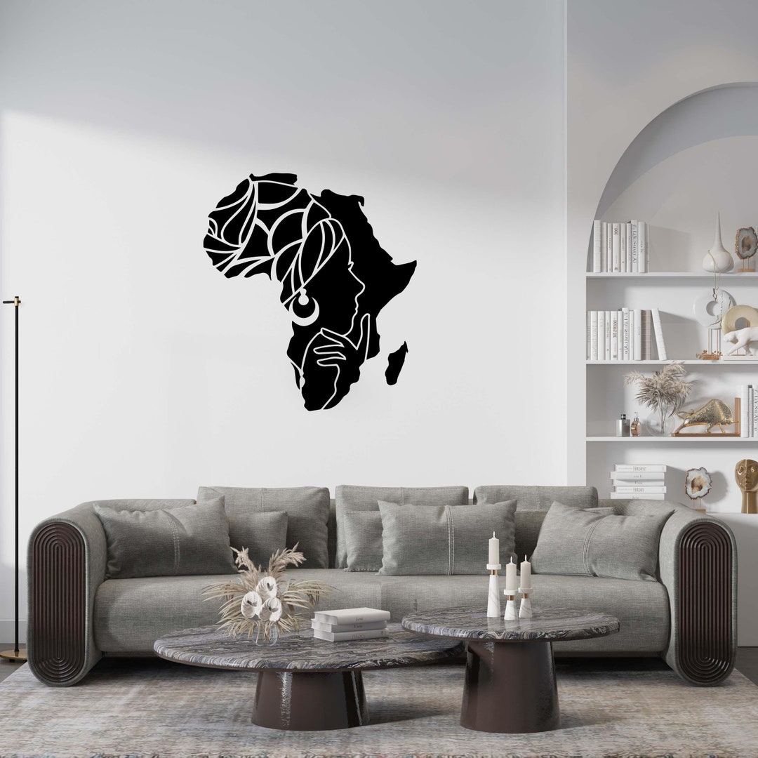 African Girl Wall Decal Africa Wall Sticker Africa Map Wall Decal ...