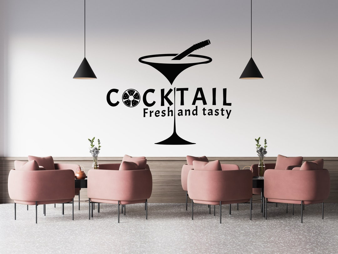 Coctail Bar Logo Wall Decal,coctail Bar Wall Art,coctail Bar Wall Decor ...