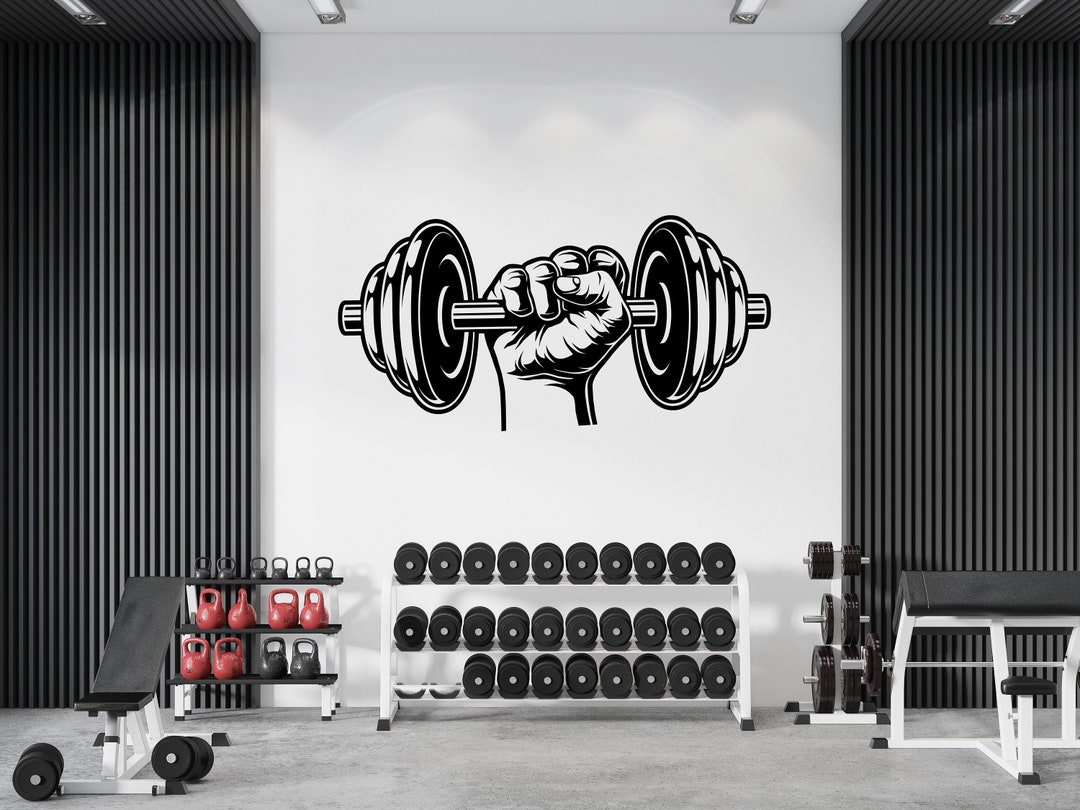 Barbell in Hand Gym ,gym Wall Decal, Motivational Gym Quotes, Gym Wall ...