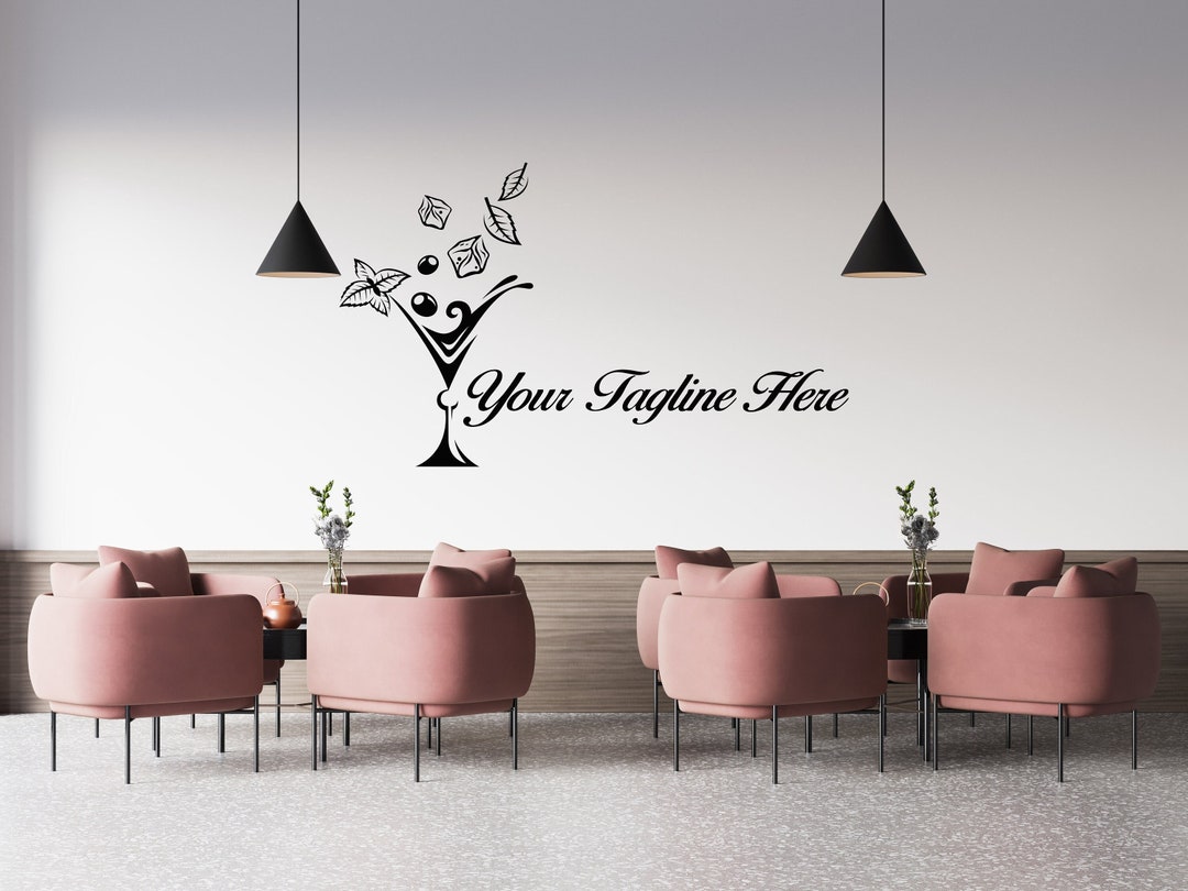 Coctail Bar Logo Wall Decal,coctail Bar Wall Art,coctail Bar Wall Decor ...