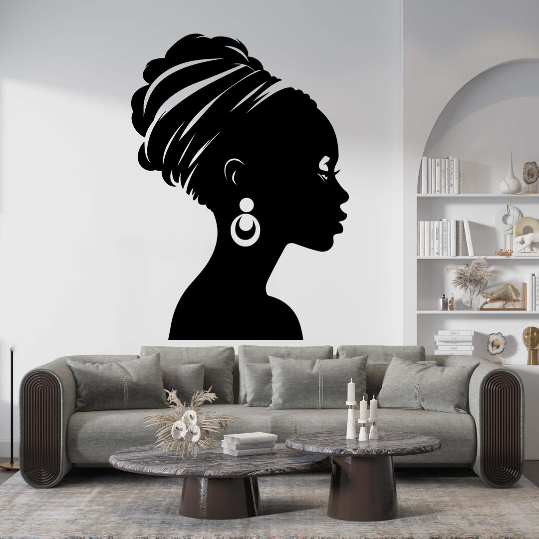 African Girl Wall Decal Africa Wall Sticker Africa Map Wall Decal ...