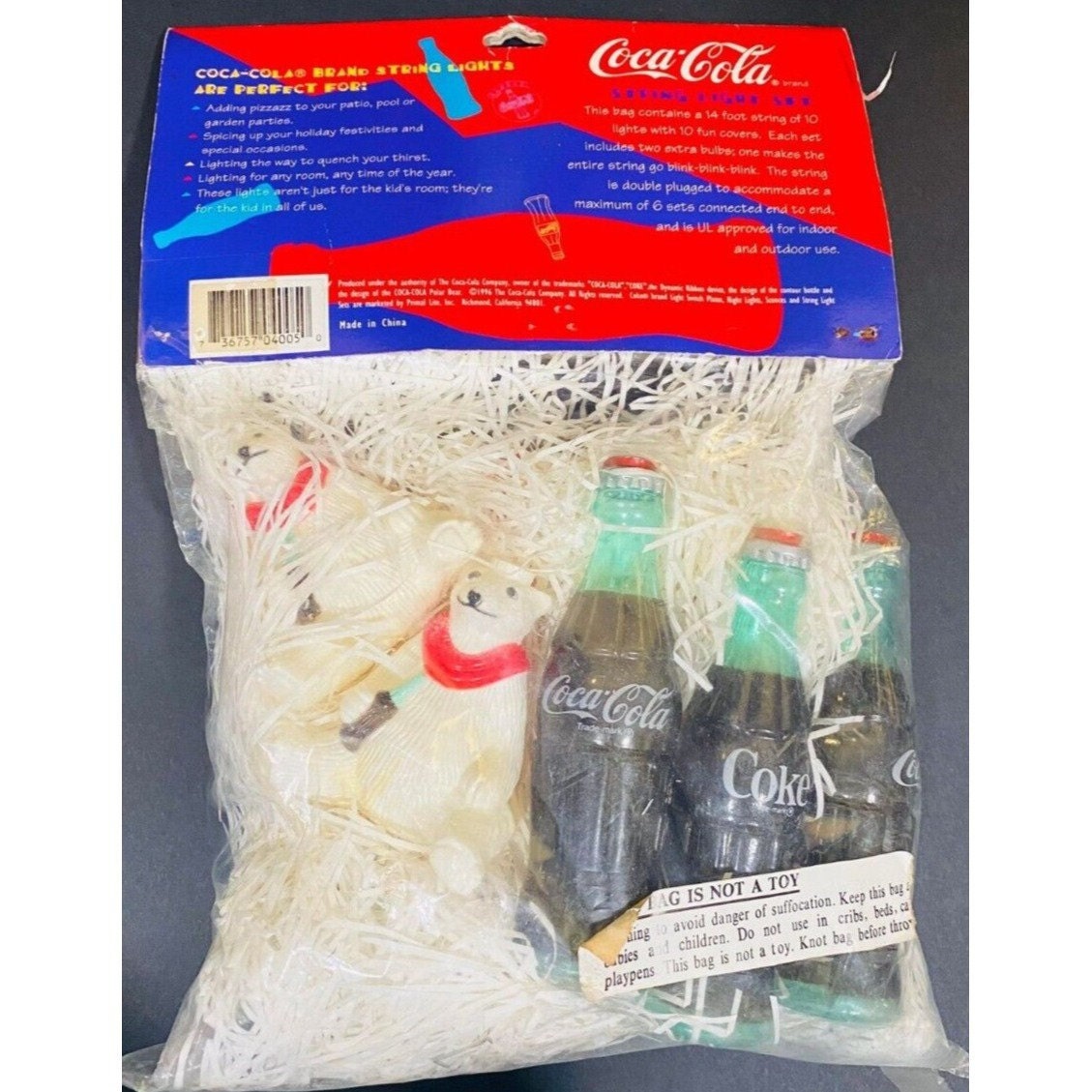VTG Coca-cola Polar Bear Christmas String Lights Tiki Patio Party RV ...