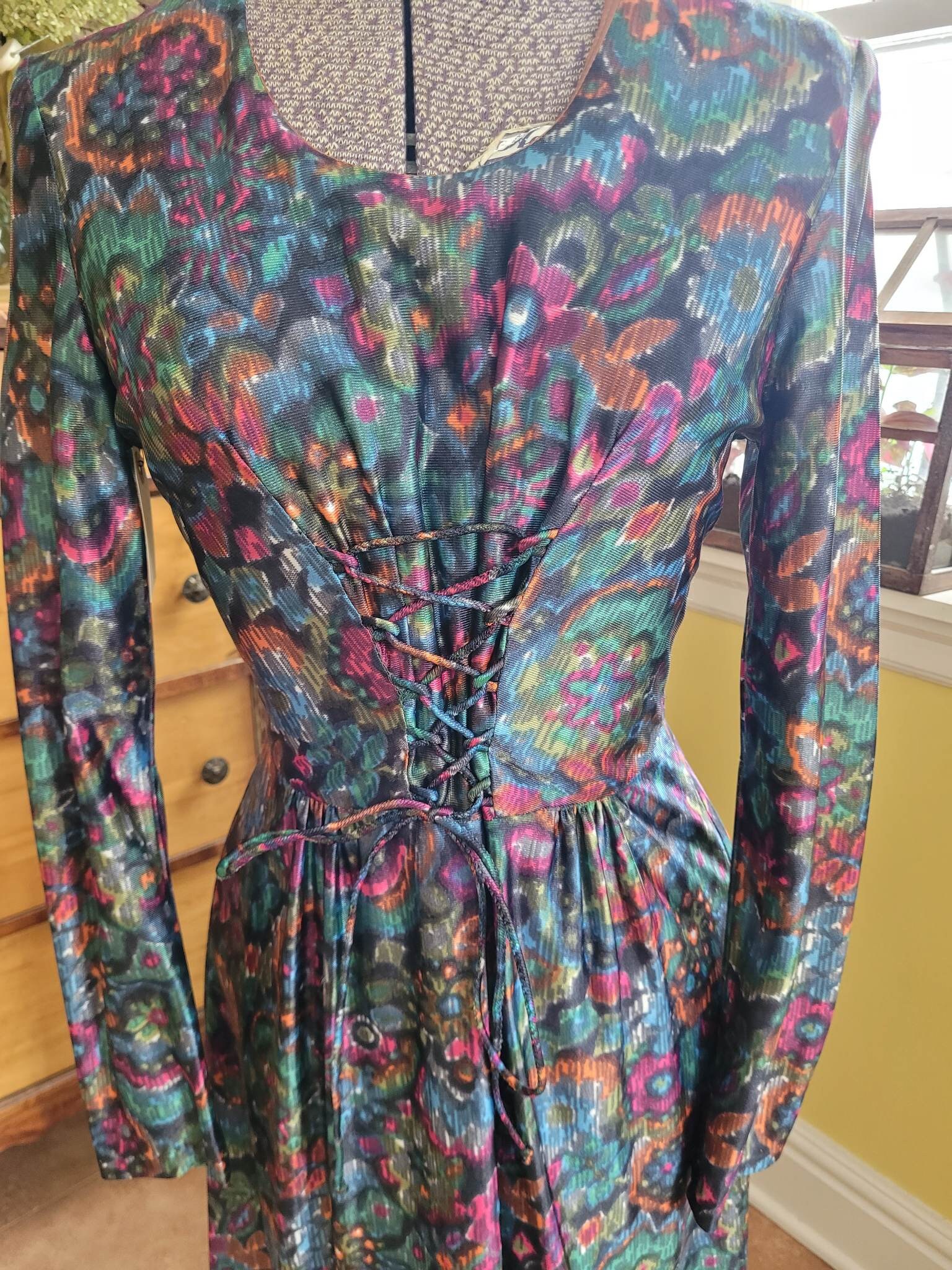 1970's Maxi Dress With Corset Lacing at the Waist - Etsy