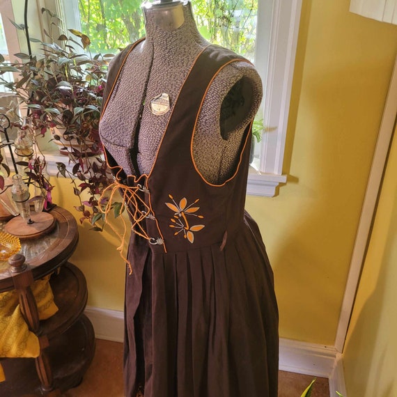 1970's German Wear Trachtenmode Dirndl dress in brown… - Gem