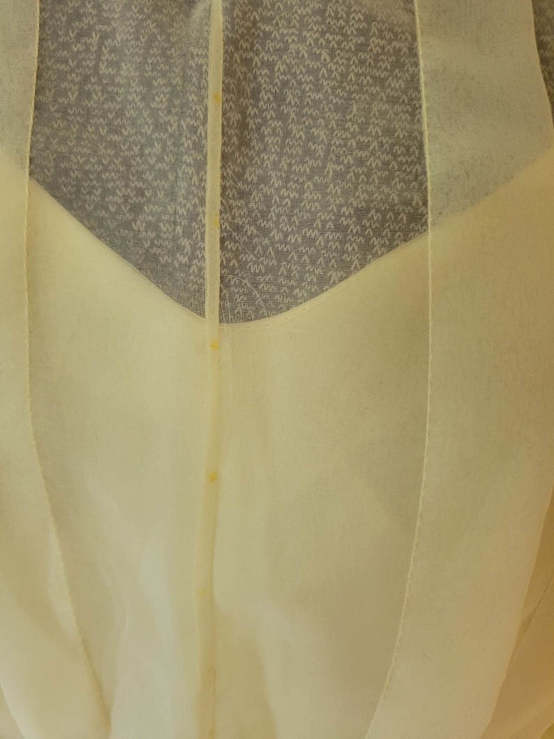 1970's Miss Elliette Light Yellow Dress With Sheer Ruffles on Neckline ...