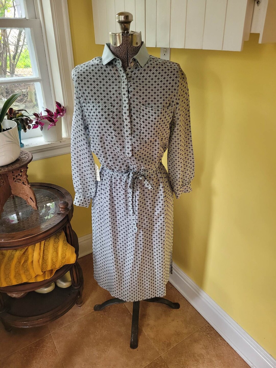 1970's Fabu Lightweight Sheer Dress in Light Mint Green With Small ...