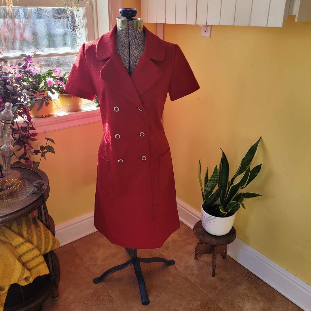 1960s Red Double Breasted Dress – Vintage Office Style, Size 10 - Etsy ...