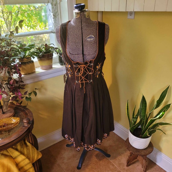 1970's German Wear Trachtenmode Dirndl dress in brown… - Gem