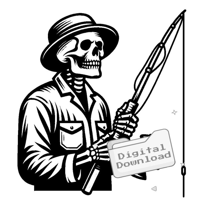Skeleton Fisherman With a Fishing Rod SVG Bundle - Etsy