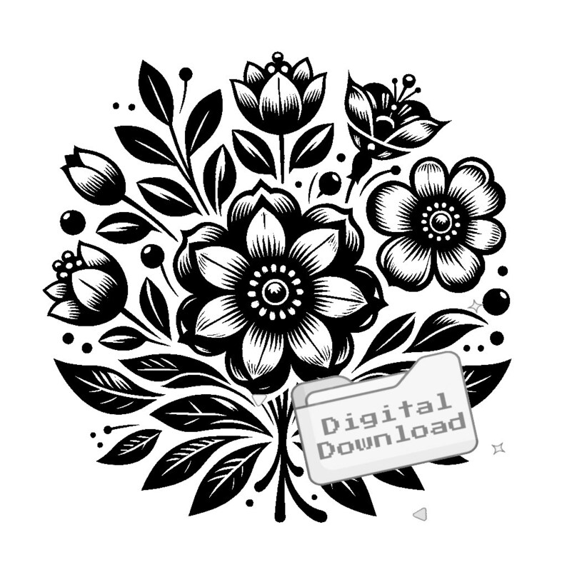 Folk Art Flowers SVG Bundle - Etsy
