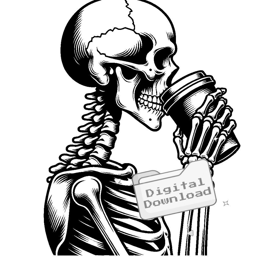Skeleton Drinking Coffee SVG Bundle - Etsy
