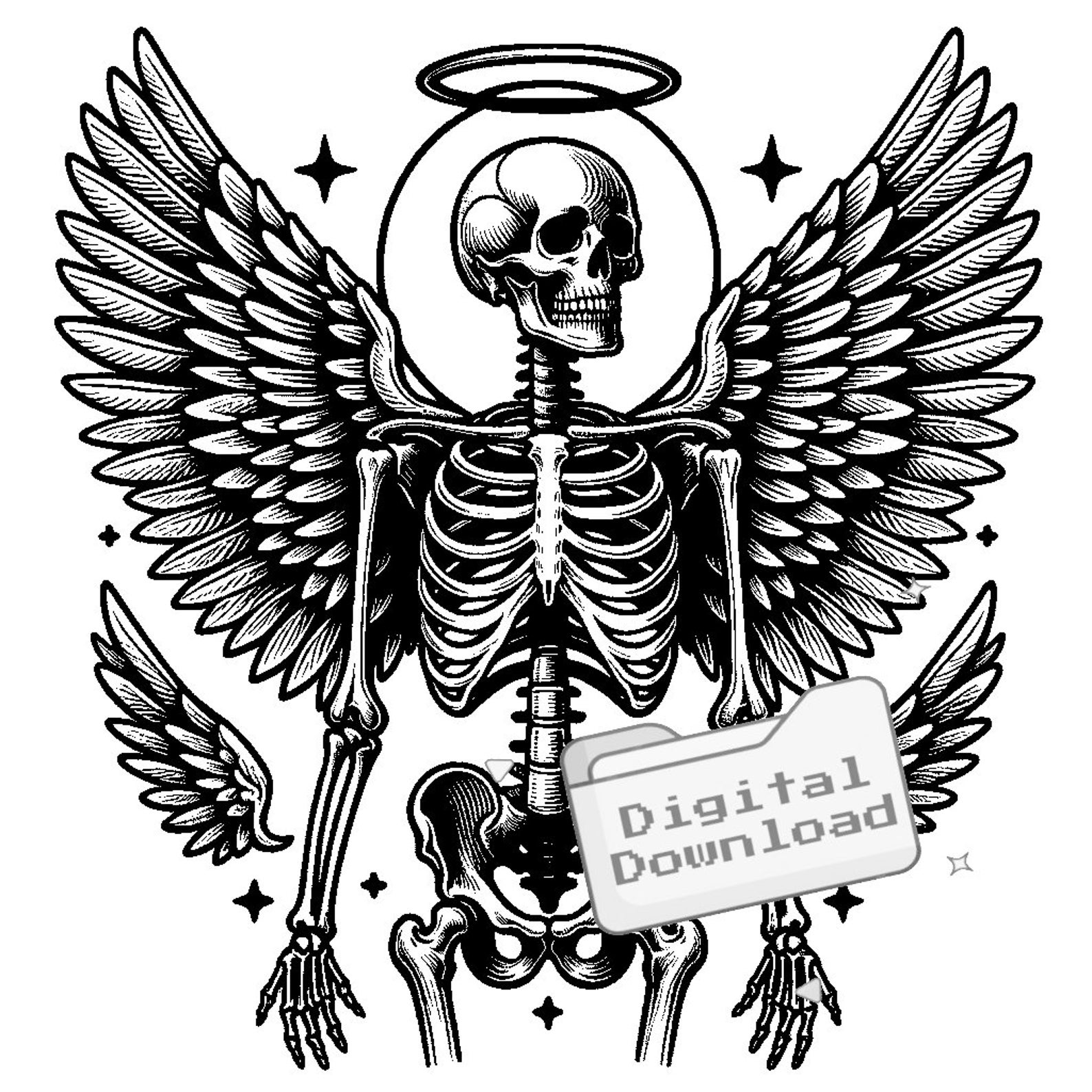 Skeleton With Angel Wings SVG Bundle - Etsy