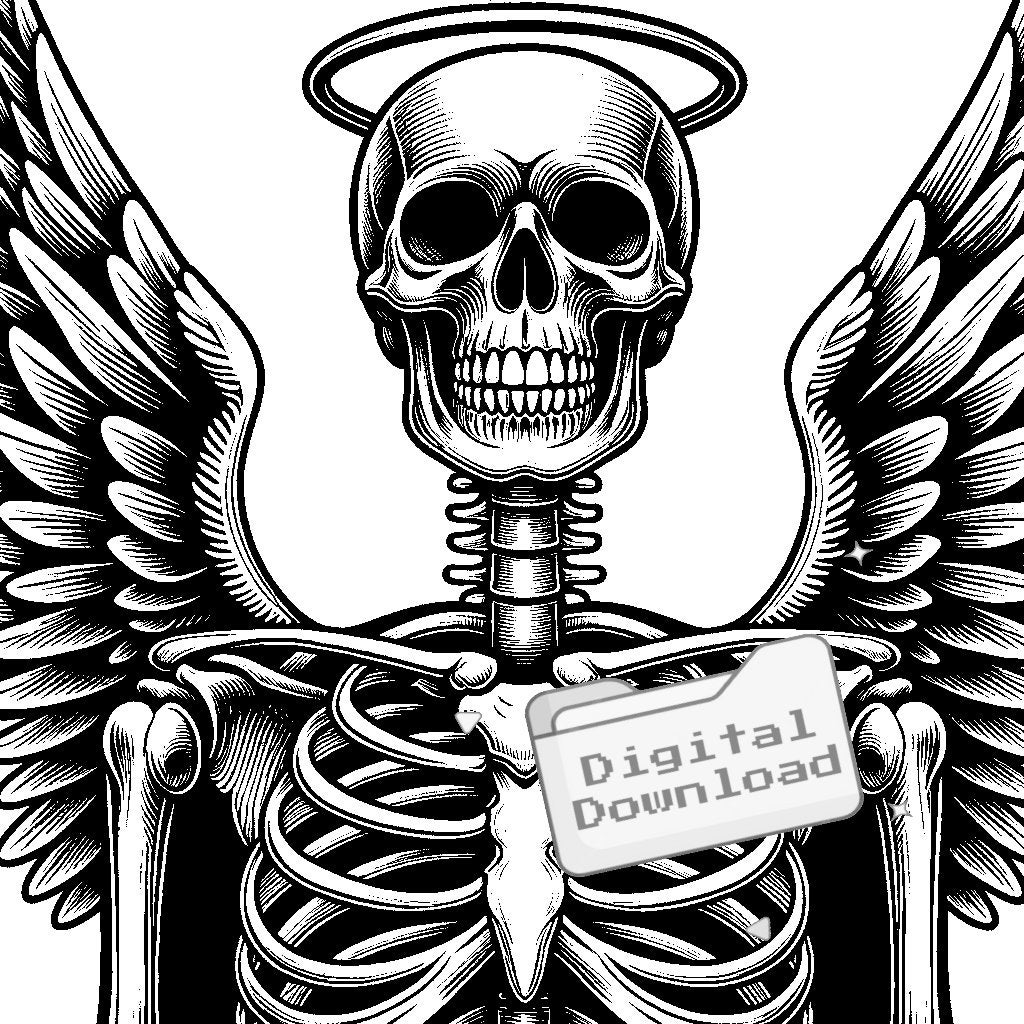 Skeleton With Angel Wings SVG Bundle - Etsy