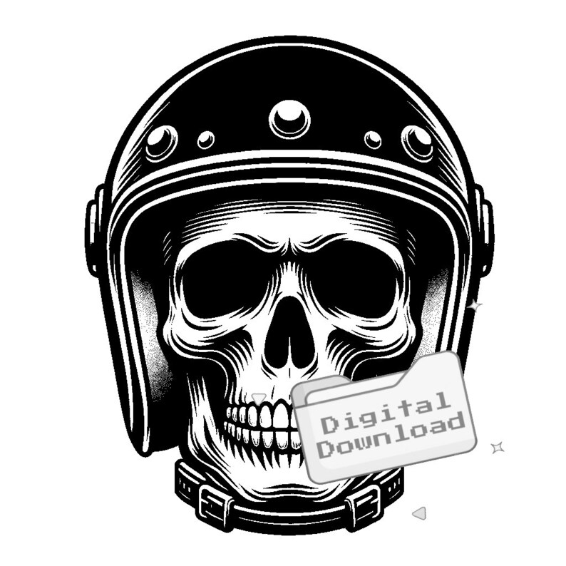 Skull With Motorcycle Helmet SVG Bundle - Etsy