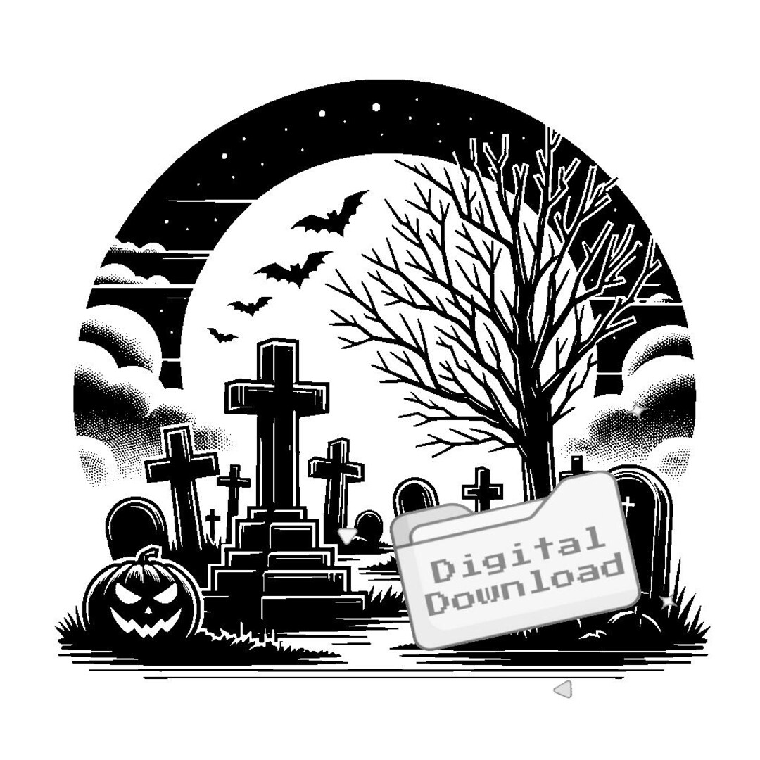 Spooky Graveyard Scene SVG Bundle - Etsy