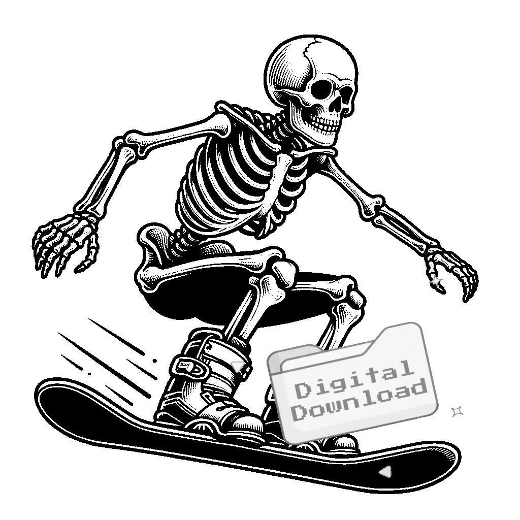 Skeleton Snowboarding SVG Bundle - Etsy