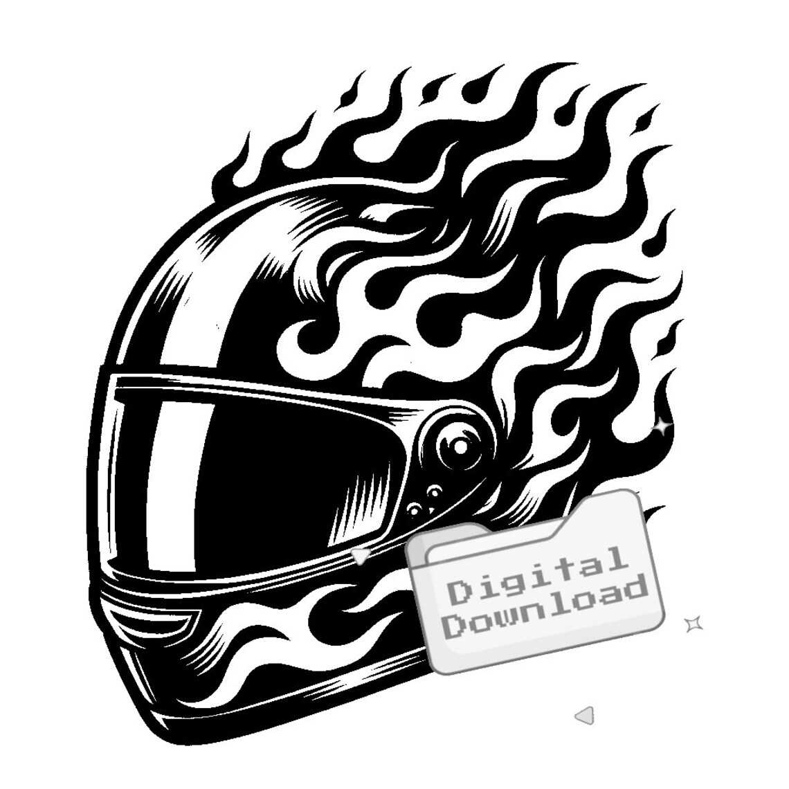 Motorcycle Helmet With Flames SVG Bundle - Etsy