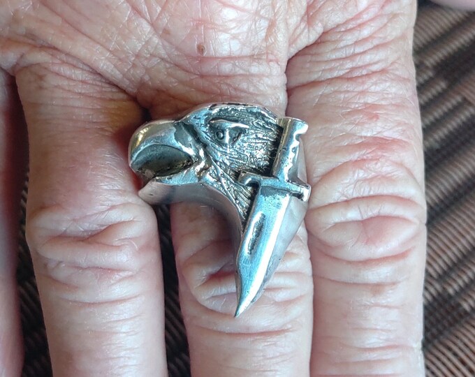 Eagle Head With Bowie Knife Silver Ring. SKU# SJEBKSR - Etsy