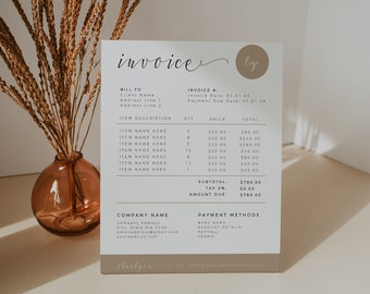 Minimalist Invoice Template Boho Small Business Modern Client Invoice ...