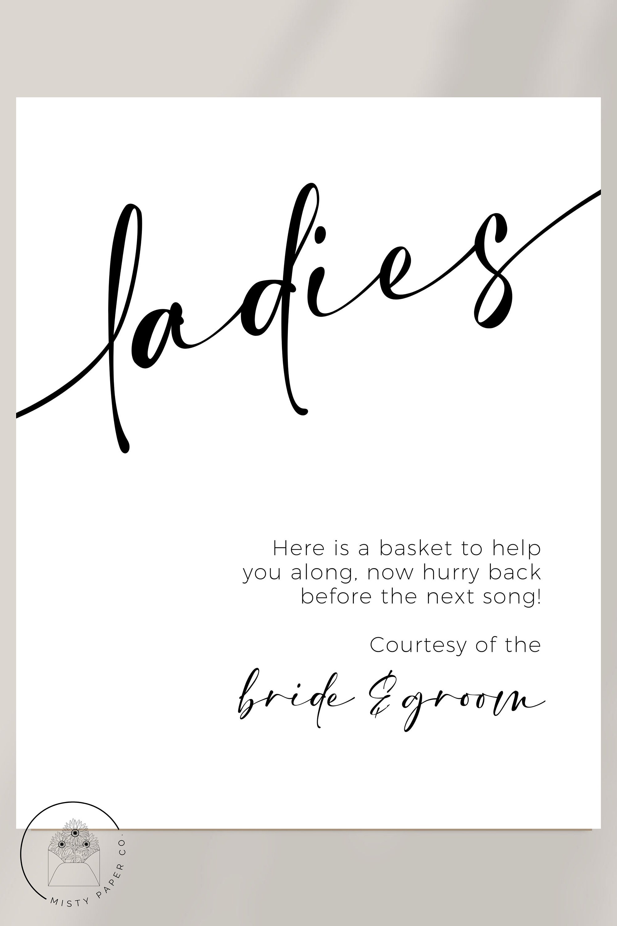 Wedding Bathroom Sign, Wedding Bathroom Basket Sign, Wedding Printable ...