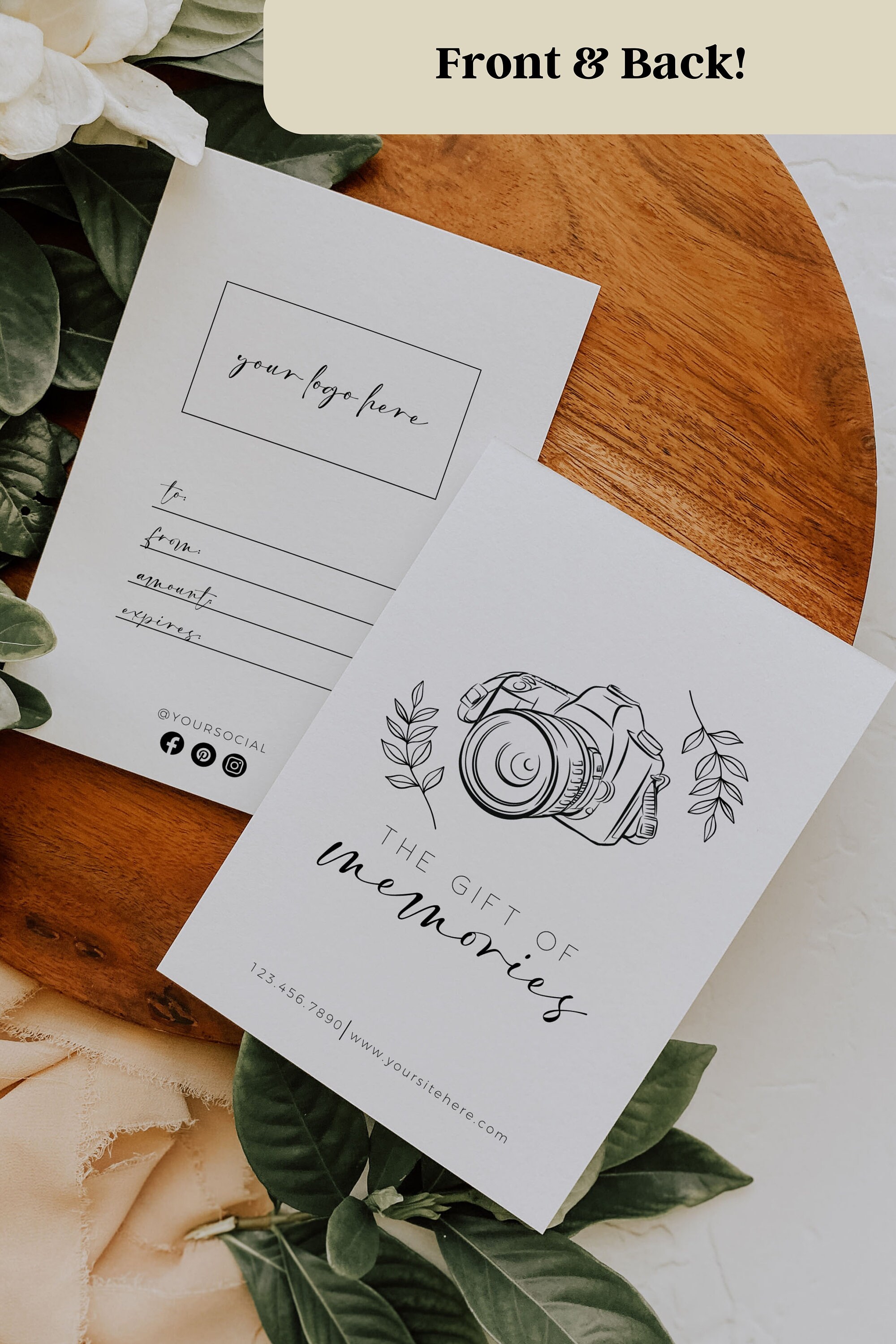 Photography Gift Certificate Template, Photographer Gift Card, Photo ...