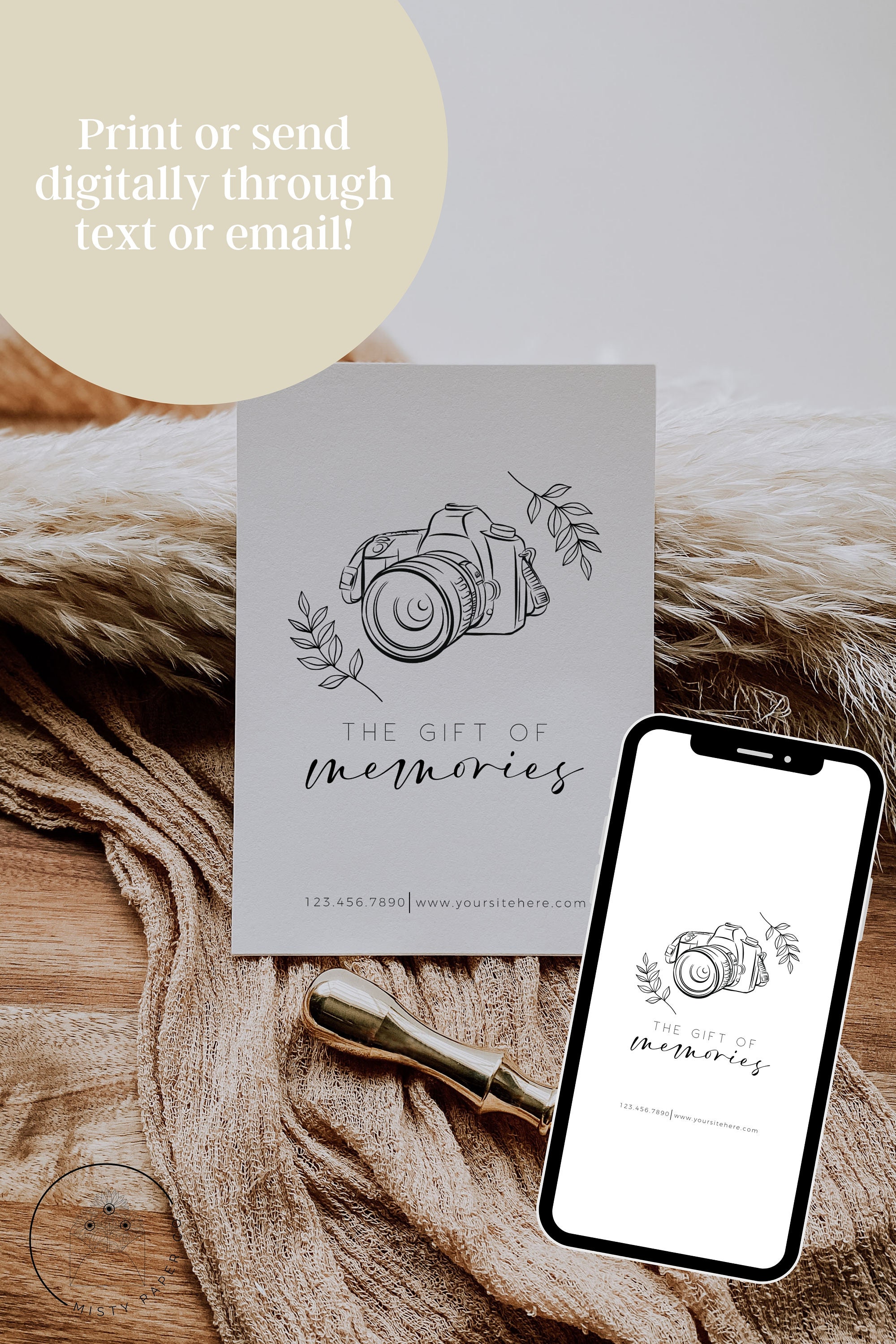 Photography Gift Certificate Template, Photographer Gift Card, Photo ...