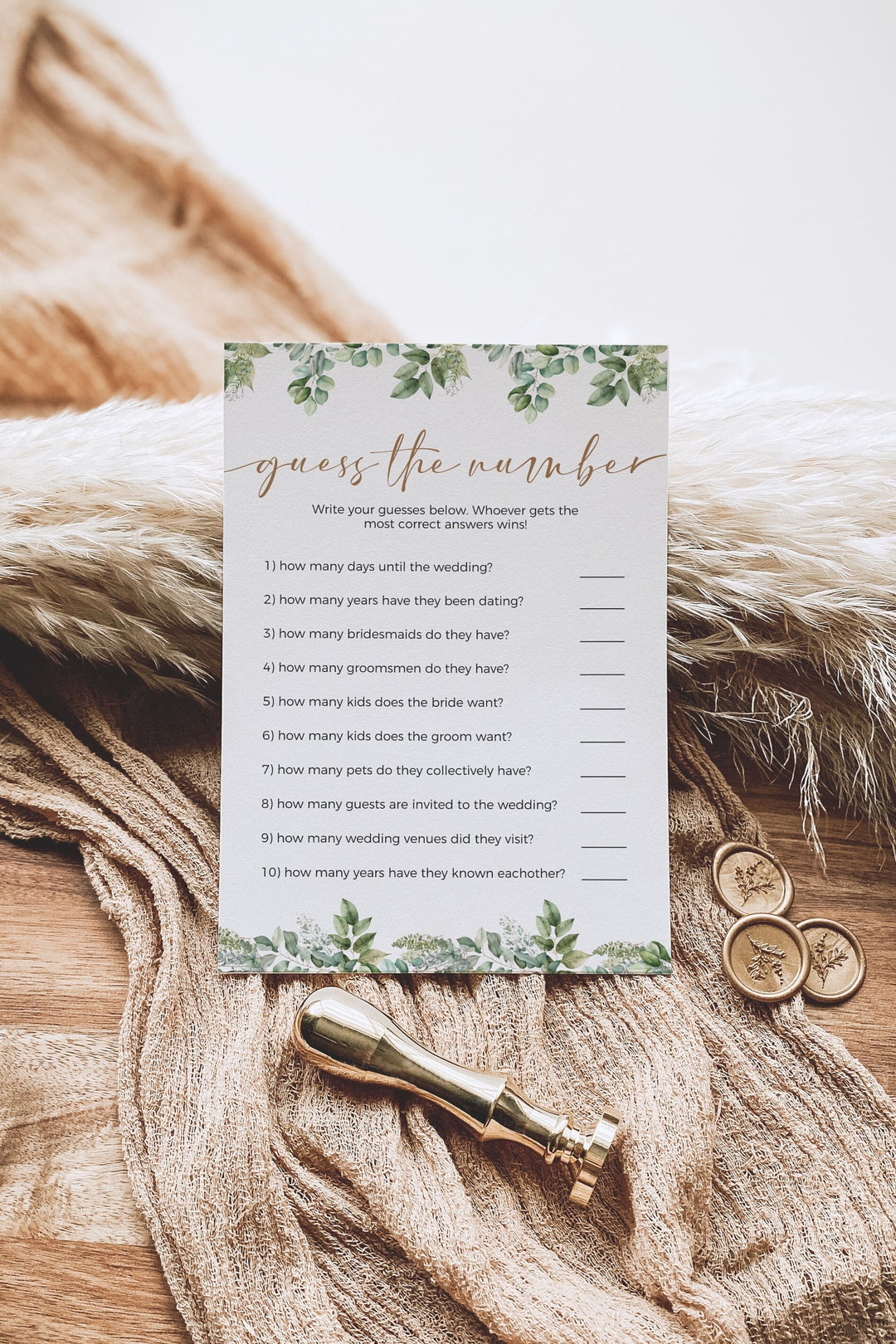 Guess the Number Game, Bridal Shower Game, Bridalshower Game ...