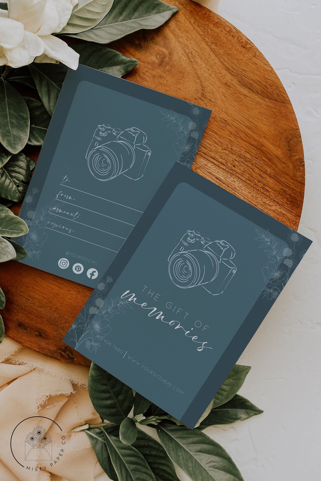 Photography Gift Certificate Template, Teal Photographer Gift Card ...