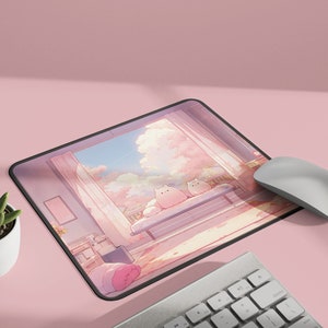 Cute Kawaii Mouse Pad, Pink Pastel Mouse Pad, Pink Lofi Room Mouse Pad ...