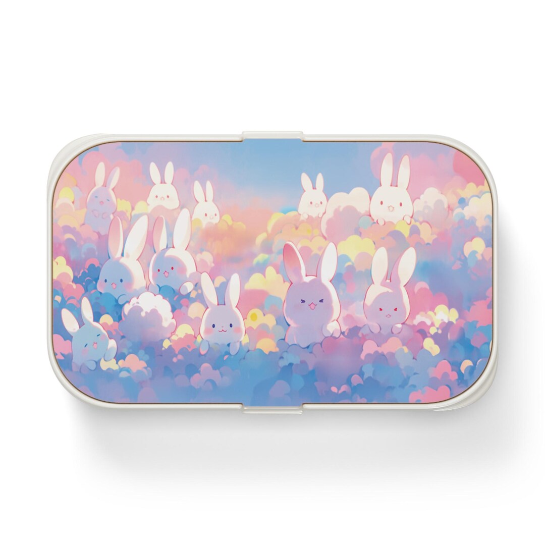 Cute Bento Lunch Box With Kawaii Bunnies and Pastel Clouds, Kids Lunch ...
