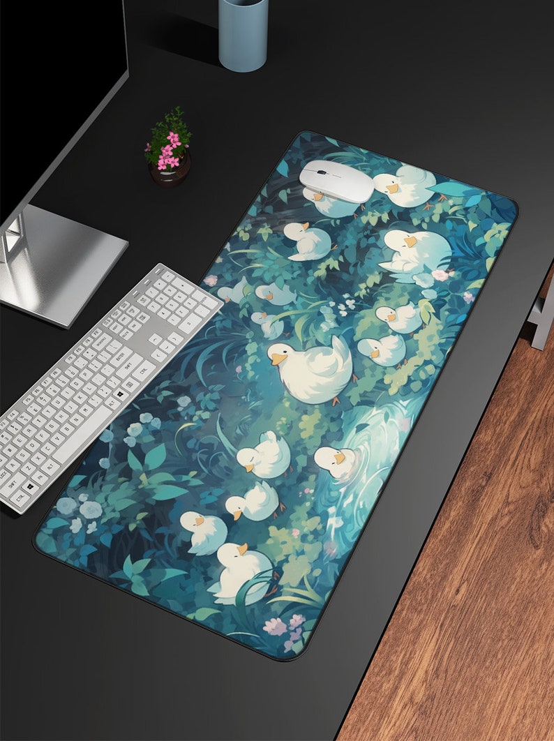 Cute Duck Kawaii Lofi Gaming Desk Mat, Kawaii Duck Mouse Pad, Cute ...